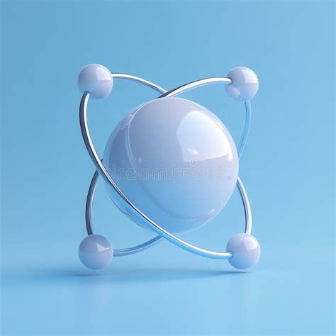Minimalistic 3d Atom Model On A Light Blue Background Stock Illustration Illustration Of