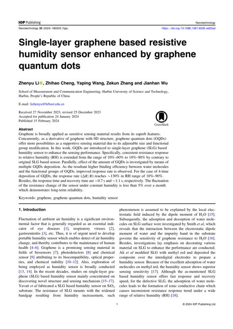 single layer graphene based resistive humidity sensor enhanced by