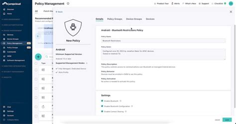 Create An Android Bluetooth Restrictions Policy Jumpcloud