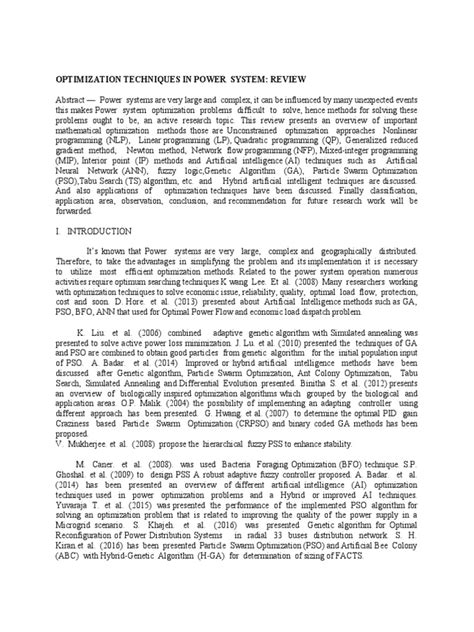 Optimization Techniques In Power System Pdf Genetic Algorithm