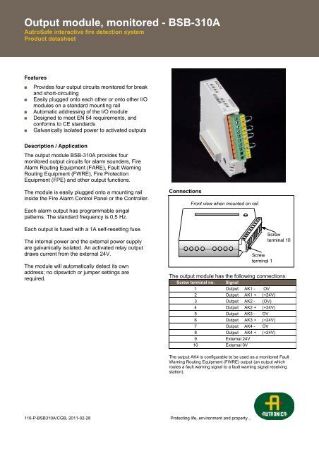 Output Module Monitored Bsb 310a