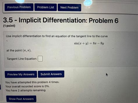 Solved Implicit Differentiation Problem Point Chegg
