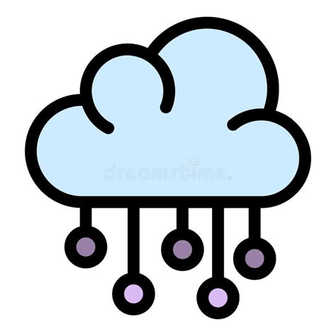 Digital Cloud Data Icon Color Outline Vector Stock Vector Illustration Of Digital Business