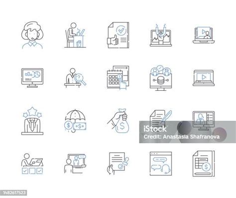 워크플로 및 직원 개요 아이콘 컬렉션입니다 인력 직원 자동화 작업 프로세스 시스템 좌표 벡터 및 일러스트레이션 개념 세트 생산성