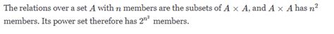 combinatorics the number of relations over a set mathematics stack