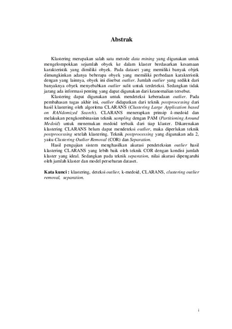 Pdf Analisis Deteksi Outlier Menggunakan Clarans