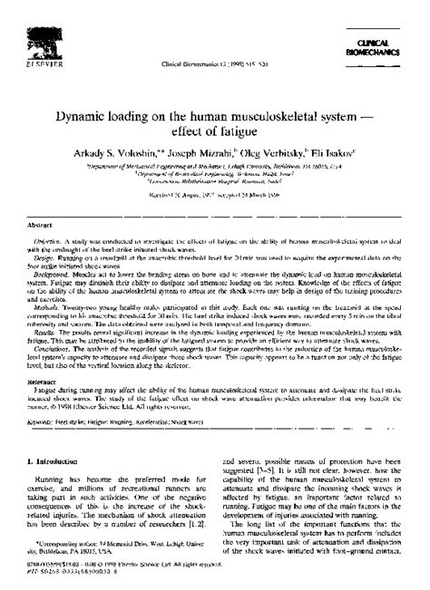 Pdf Dynamic Loading On The Human Musculoskeletal System —effect Of