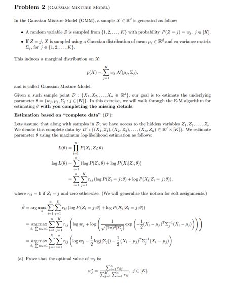 Problem GAUSSIAN MIXTURE MODEL In The Gaussian Chegg