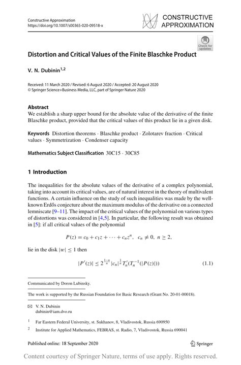 Distortion And Critical Values Of The Finite Blaschke Product