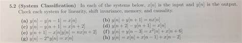 Solved In Each Of The Systems Below X N Is The Input And Chegg