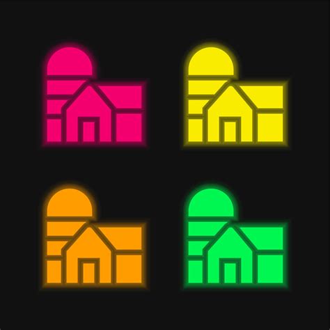 Barn Four Color Glowing Neon Vector Icon Free Stock Vector Graphic