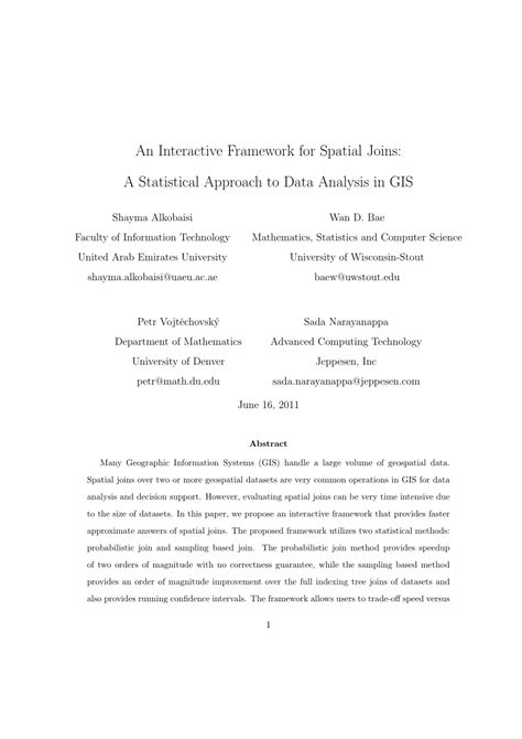 pdf an interactive framework for spatial joins a statistical