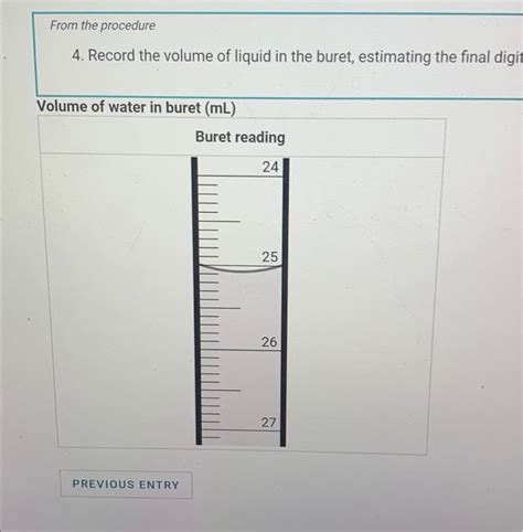 Solved From The Procedure 4 Record The Volume Of Liquid In Chegg Com