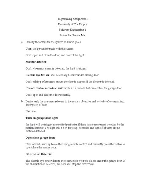 Programming Assignment 3 Identify The Actors For The System And Their Goals User The Person
