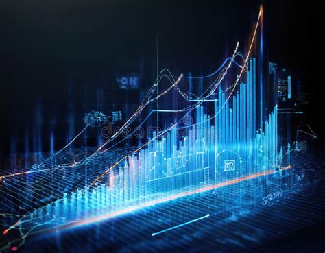 Visualization Of Growth Graphs In Futuristic Data Analysis Generated With Ai Stock Illustration
