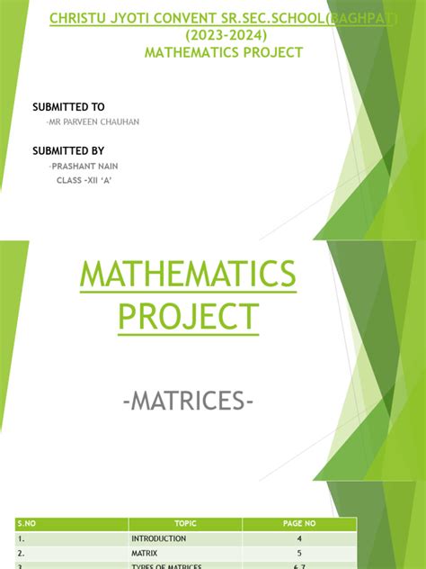 Class 12 Mathematics Project Pdf Pdf Matrix Mathematics Matrix Theory