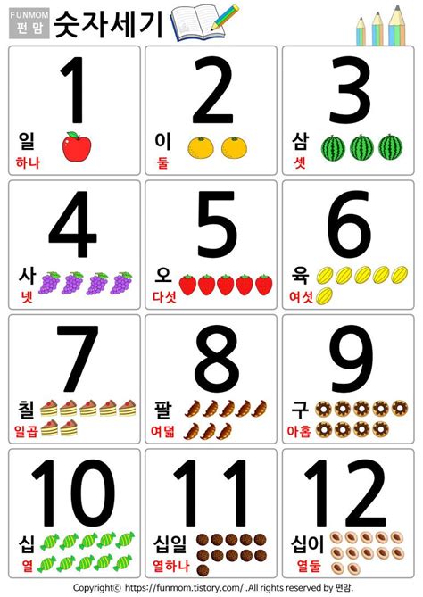 유아용 예쁜 숫자 포스터 벽보 인쇄하기 자료 유치원 숫자 학습 활동 유치원 수학