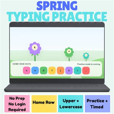 Spring Typing Practice Home Row Keyboarding Game Digital Typing