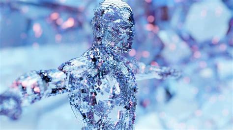 Abstract Multicolored Futuristic Digital Virtual Human Cyborg