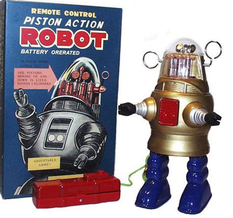 Robby The Robot Piston Action Robot Tin Toy Battery Operated Gold Robot Island