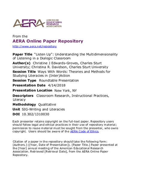Pdf Listen Up Understanding The Multidimensionality Of Listening In A Dialogic Classroom