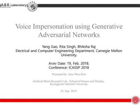 Voice Impersonation Using Generative Adversarial Networks Review Ppt