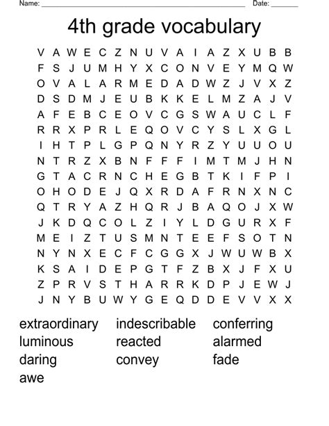 4th Grade Vocabulary Word Search Wordmint