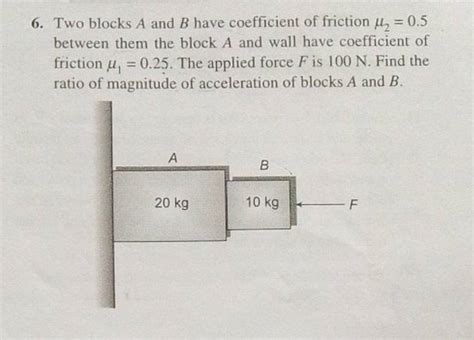 6 Two Blocks A And B Have Coefficient Of Friction μ2 0 5 Between Them T