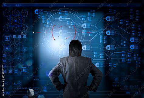 Blockchain Technology Concept With Diagram Of Chain And Encrypted