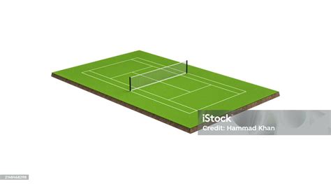 3d 녹색 잔디 테니스 코트 필드 그물과 흰색 선 표시 경계 3d 일러스트 3차원 형태에 대한 스톡 사진 및 기타 이미지 3차원 형태 Championship 개념
