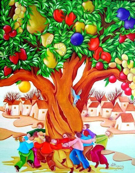 Fuit Tree Artistic Wallpaper Whimsical Art Canvas Art
