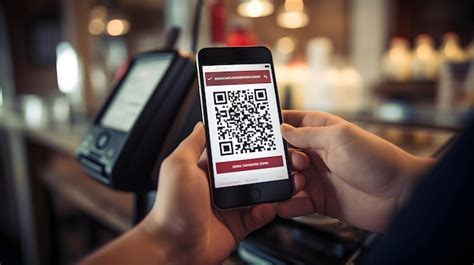 premium photo smartphone scanning qr code for payment