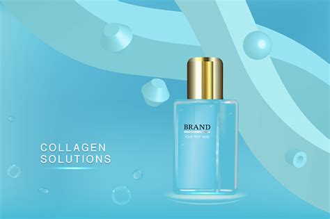 미용 제품 사용 준비가 된 광고 배경으로 파란 화장품 용기 고급 스킨 케어 광고 3 차원 삽화 벡터 Dna에 대한 스톡 벡터