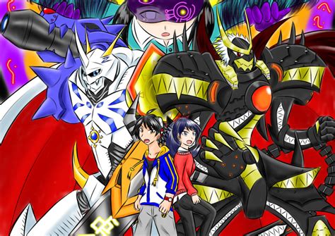 Momotsuka Takuma Omegamon Plutomon Shibuya Aoi Digimon Blue Eyes