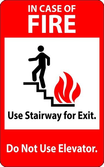 Premium Vector In Case Of Fire Sign Use Stairway For Exit Do Not Use Elevator