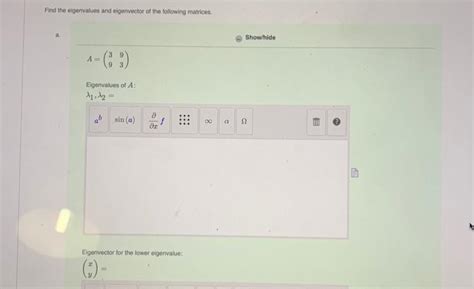 solved find the eigenvalues and eigenvector of the following