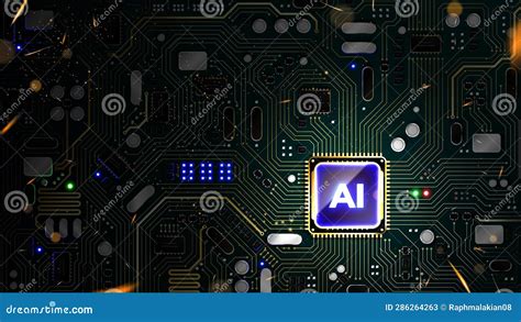 Ai Chipset Processor With Golden Circuits And Electronic Components On