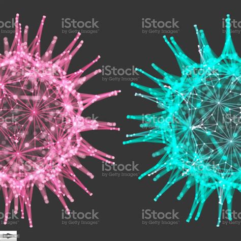 Sphere With Connected Lines And Dots Glowing Grid Connection Structure Wireframe Vector