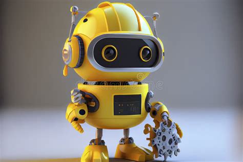 Engineer Robot With 3d Rendering Cute And Small Artificial Intelligence Assistant Robot Wear