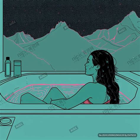 Ai创作图独自一人洗浴 Ins插画 Ins插画风格 慵懒风简约插画 Ins风插画 高潮风插画 浴缸插画 洗头女插画 女性杂志封面配图插图 现代出浴美人 洗浴室内场景 治愈插画设计 高级感插画