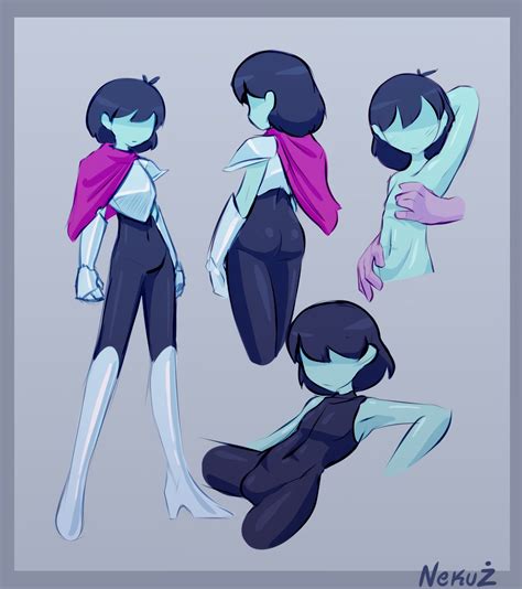 Rule 34 Armor Ass Bangs Over Eyes Blue Skin Blush Bodysuit Deltarune Kris Deltarune Nekuzx