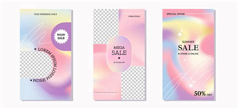 파스텔 색상의 홀로그램 추상적 배경 배너 포스터 소셜 미디어 스토리를위한 디자인 할인 및 판촉 행사에 사용됩니다 벡터