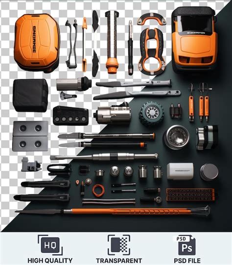 Premium PSD Psd Picture High Performance Car Tuning Tools Set A Black Pen A Black And Orange