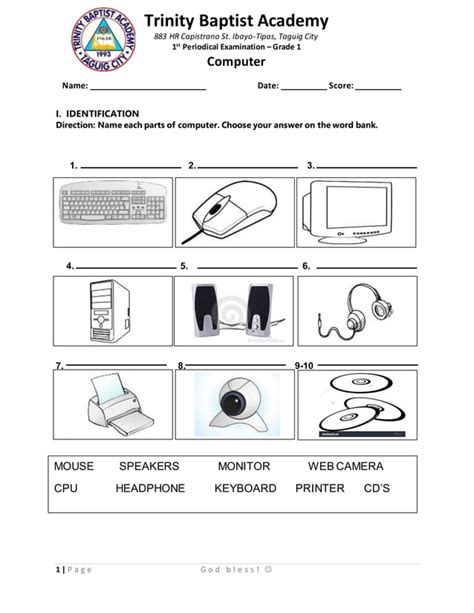 Computer Grade 1 1st Quarter Exam Docx Computer Peripherals