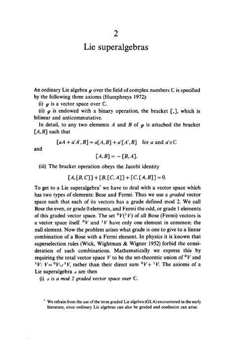 Lie Superalgebras Chapter 2 Introduction To Supersymmetry