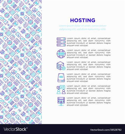 Hosting Concept With Thin Line Icons Vps Vector Image