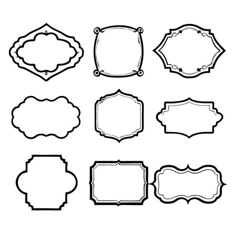 nine black and white simple outline frames perfect for adding text or