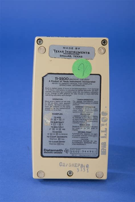 Texas Instruments Ti 2500 Datamath Handheld Electronic Calculator National Museum Of
