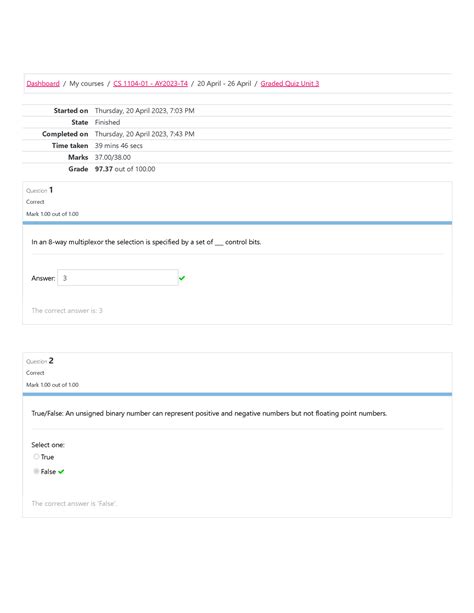 Cs 1104 Computer Systems Graded Quiz Unit 3 Started On Thursday 20 April 2023 703 Pm