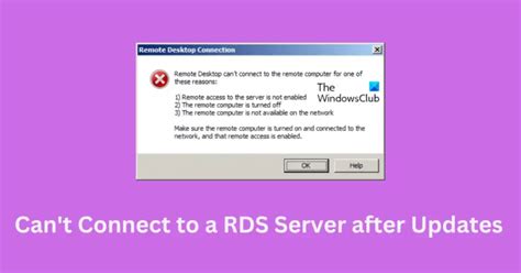 Cannot Connect To RDS Server After Server Restart Or Update